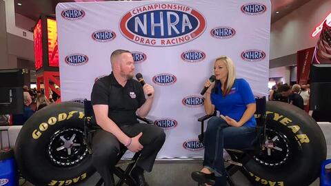 Angie Smith on the NHRA stage at the 2021 SEMA Show.mp4