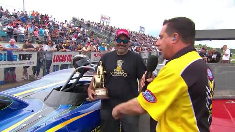 NHRA New England Nationals Super Gas winner John Labbous Jr.