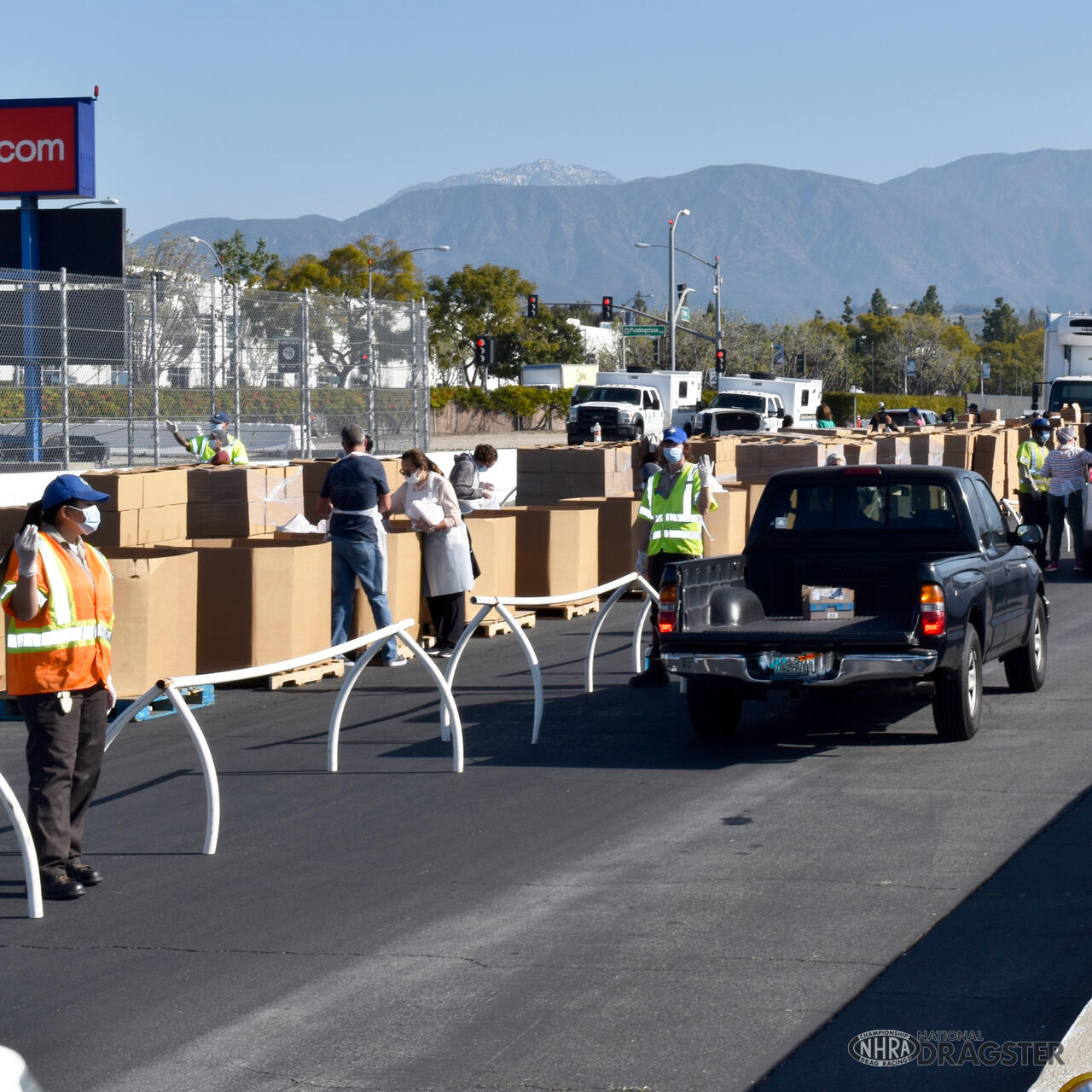 Fairplex opens drive-through food pantry on Pomona’s famous 1/4-mile ...
