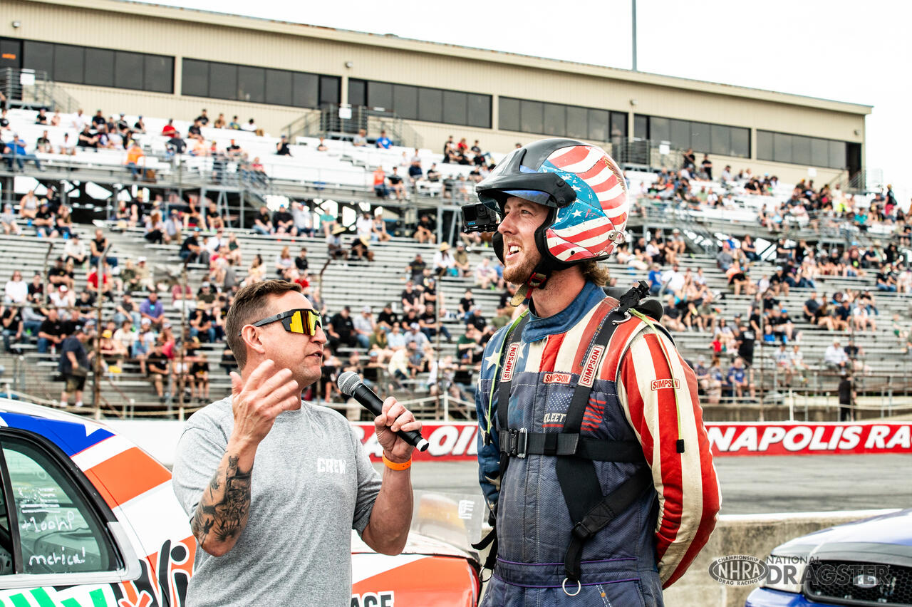 Stewart and Gordon shine during wild Cleetus & Cars event at Indy | NHRA