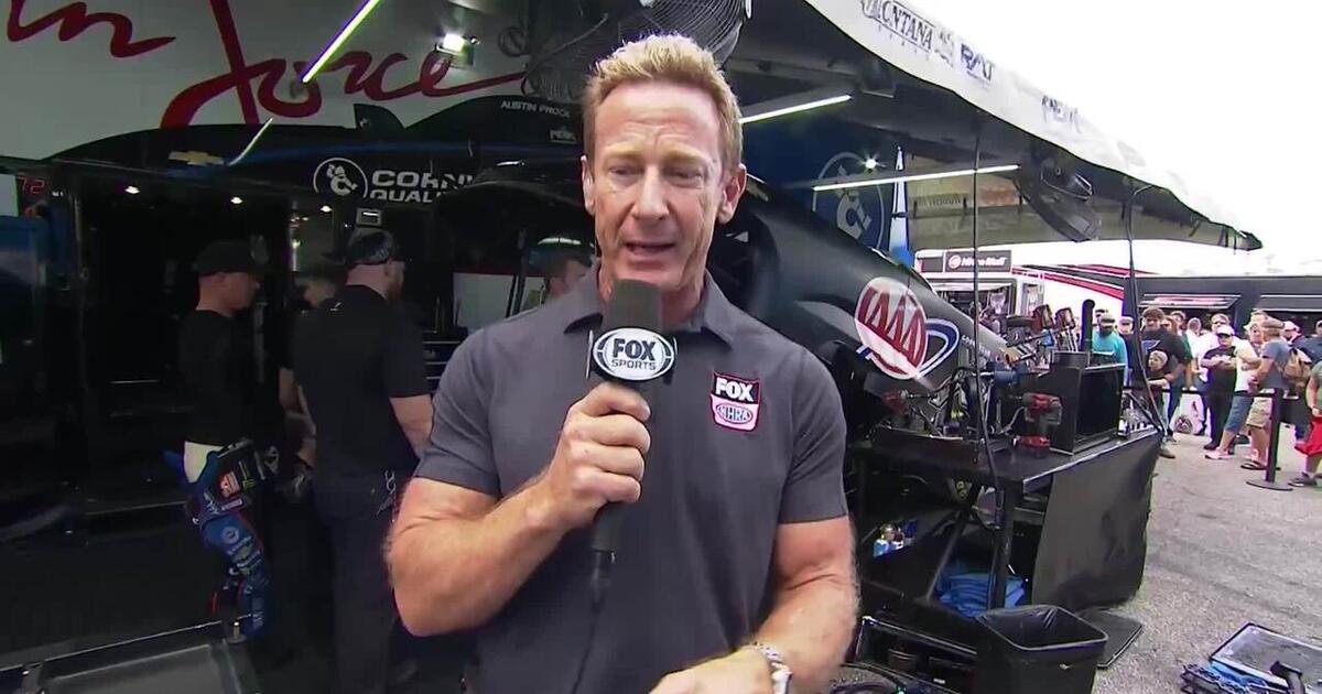 The aftermath of Austin Prock's Funny Car explosion