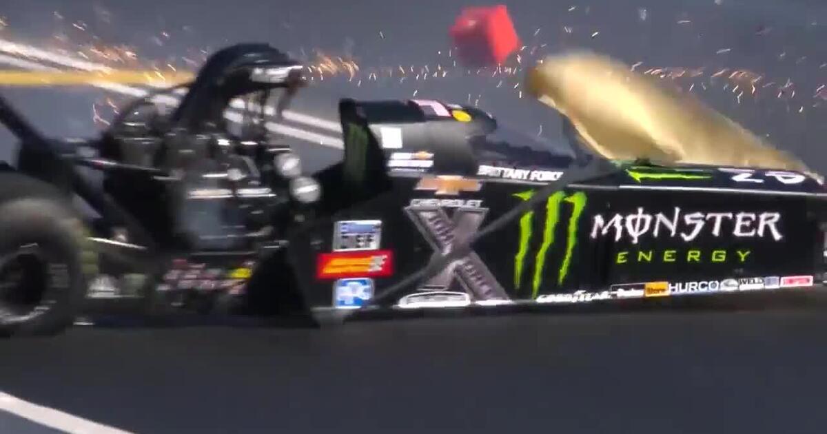 Brittany Force has huge crash in Pomona