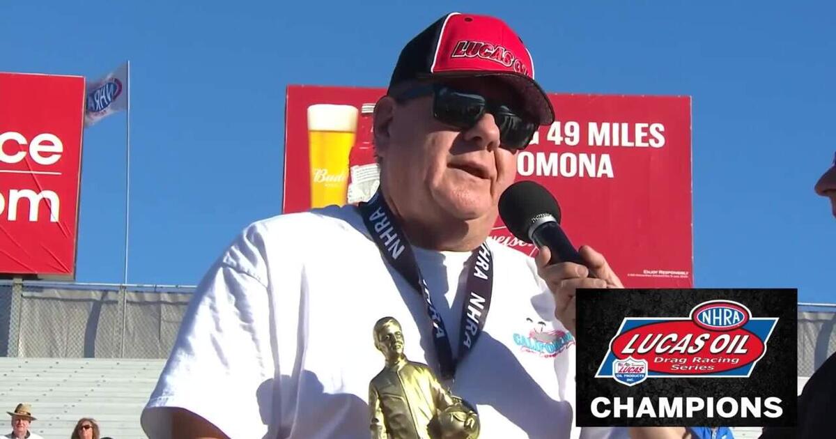 2021 Auto Club NHRA Finals Stock Eliminator winner Jeff Taylor