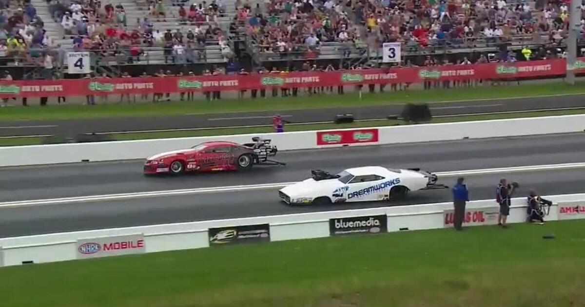 Pro Mod driver Jonathan Gray hits the wall hard in Houston.